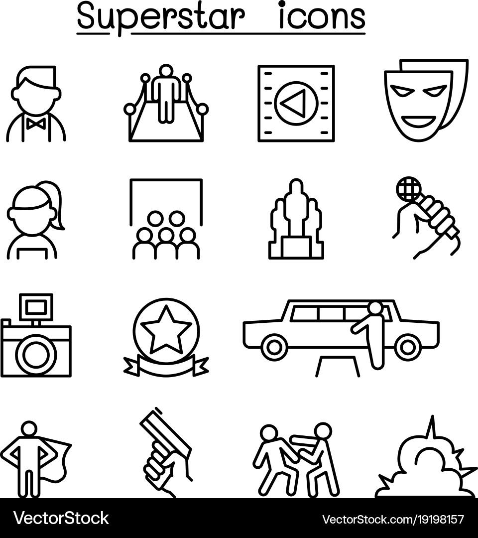 Actor actress celebrity super star icon set Vector Image