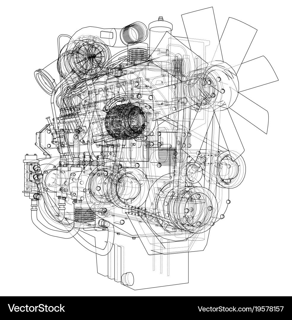 Car engine rendering of 3d Royalty Free Vector Image