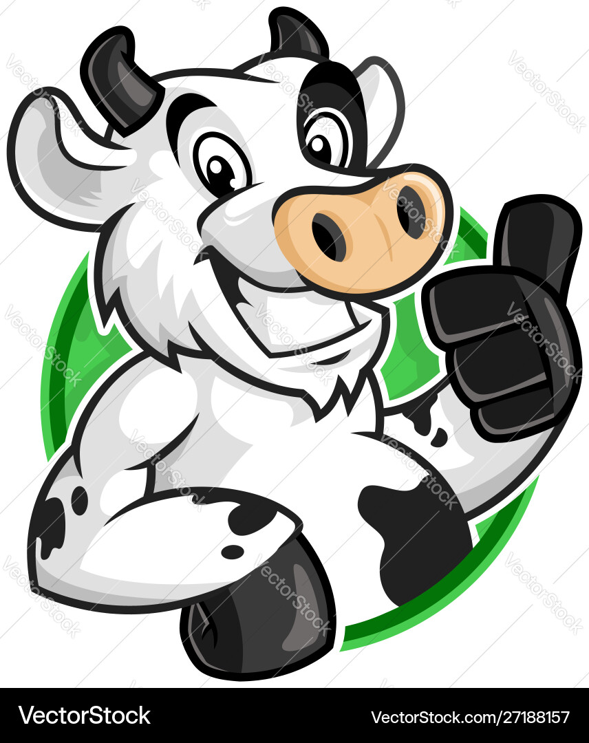 Cheerful Cow Mascot Logo Royalty Free Vector Image