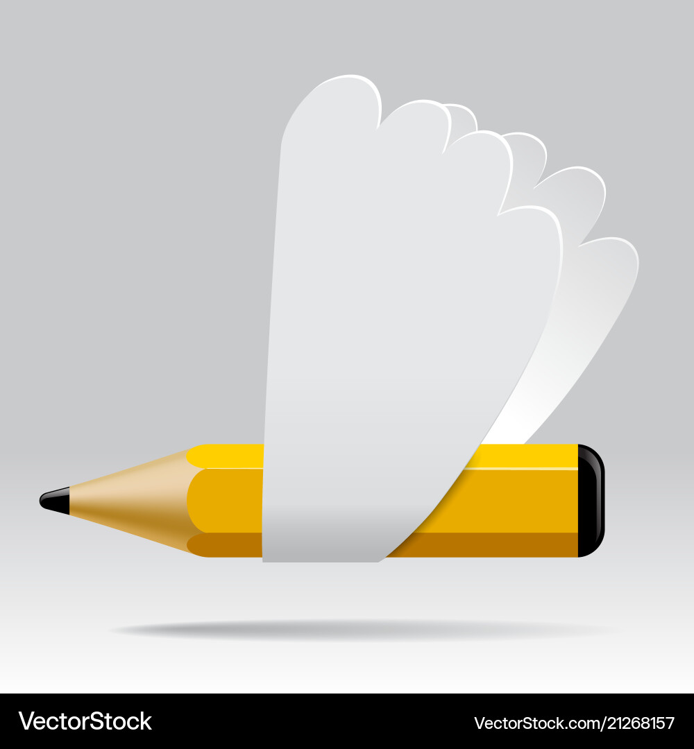 Flying pencil with paper wings Royalty Free Vector Image