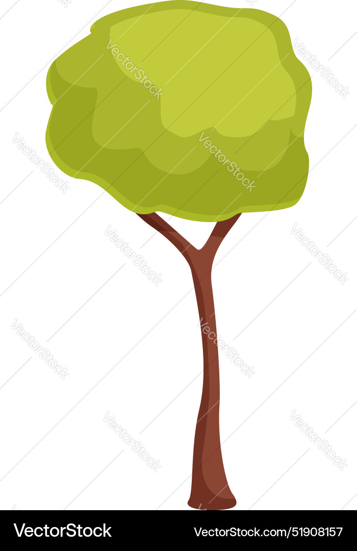 Green cartoon tree standing tall with lush crown Vector Image