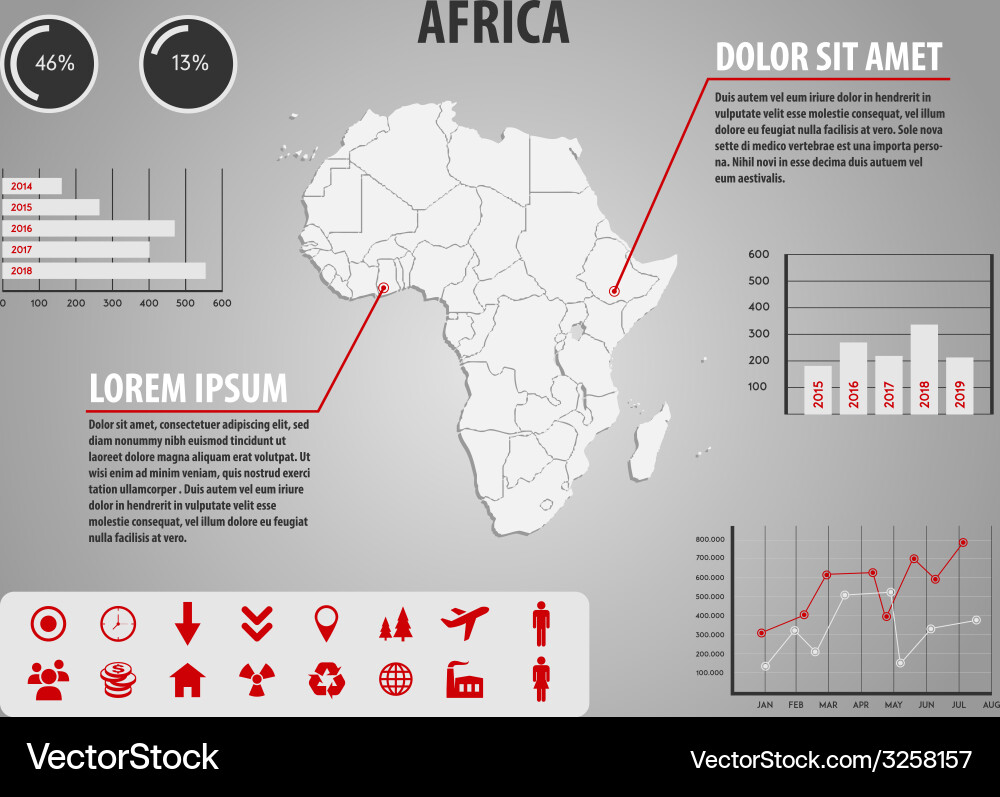 Map of africa - infographic Royalty Free Vector Image