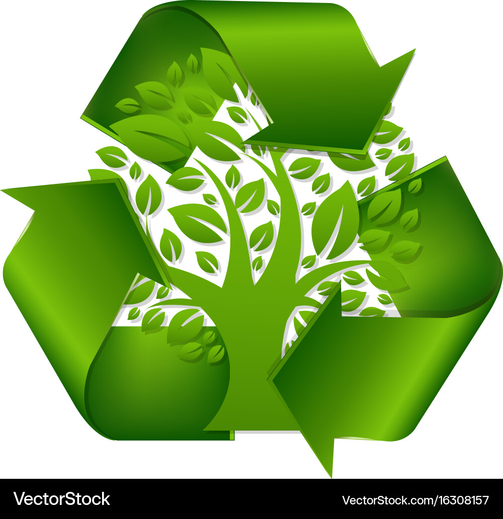 Recycle symbol with tree Royalty Free Vector Image