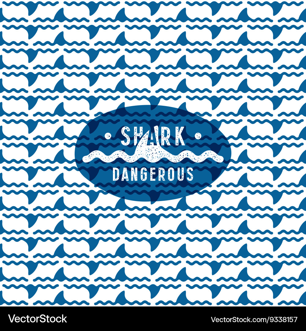Shark fin among the waves seamless pattern Vector Image