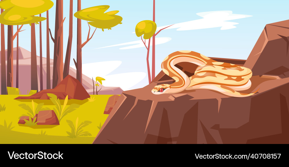 Snake in forest python wild reptile lifestyle Vector Image