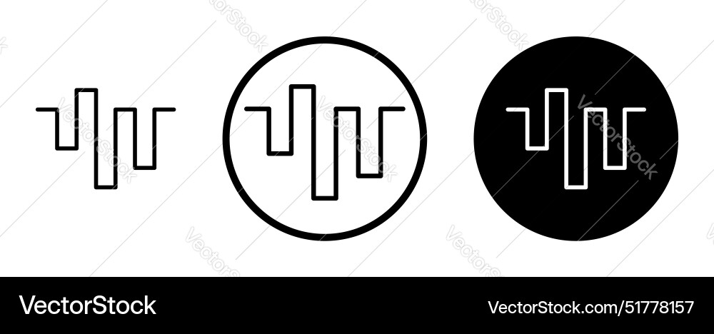 Wave square line icon set Royalty Free Vector Image