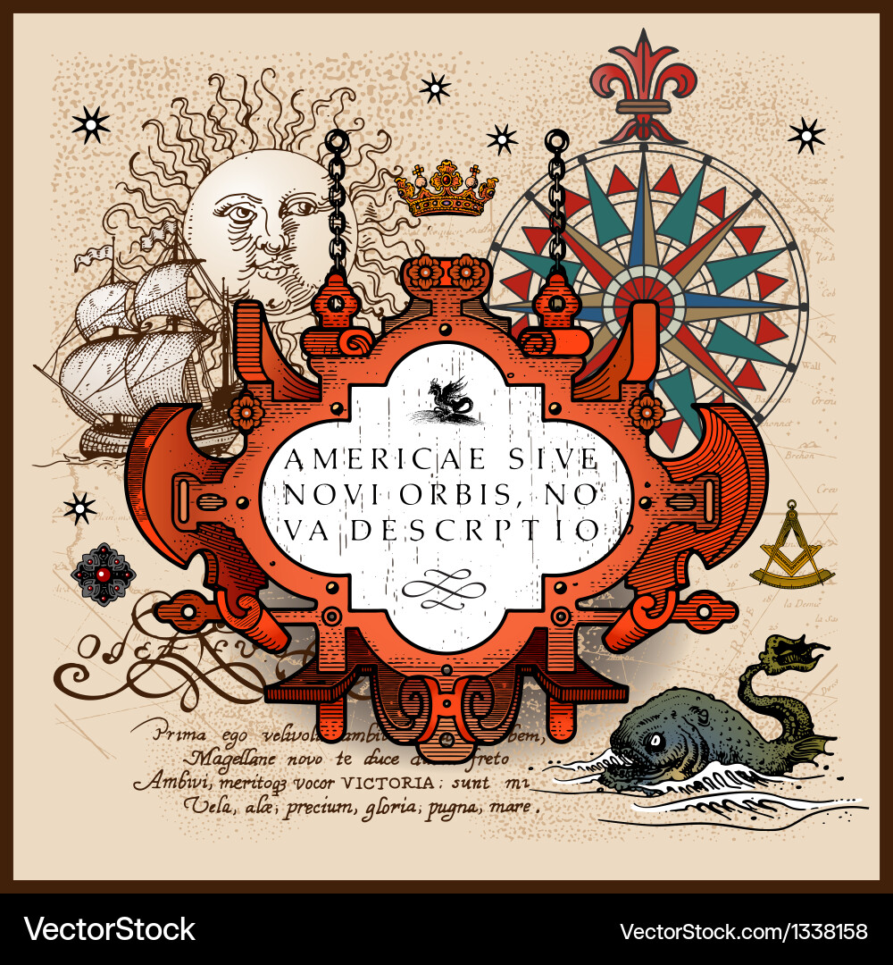 Antique map elements Royalty Free Vector Image