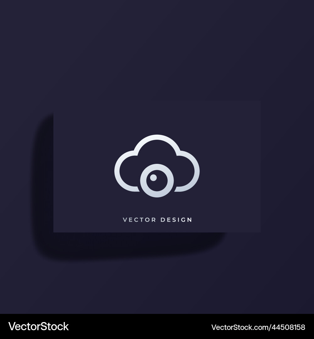 Camera and cloud logo on a card Royalty Free Vector Image
