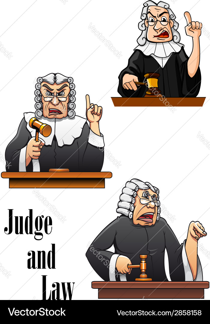 Cartoon judge characters Royalty Free Vector Image