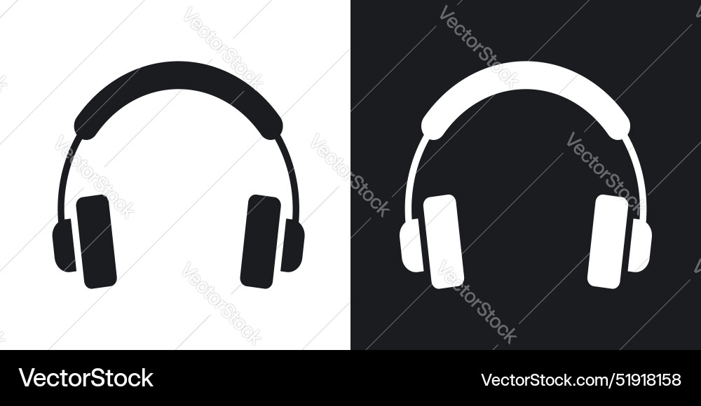 Headset icon set in solid black and white color Vector Image