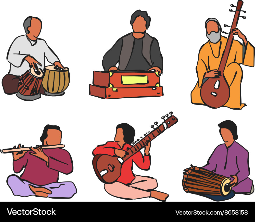 Indian musician set Royalty Free Vector Image - VectorStock