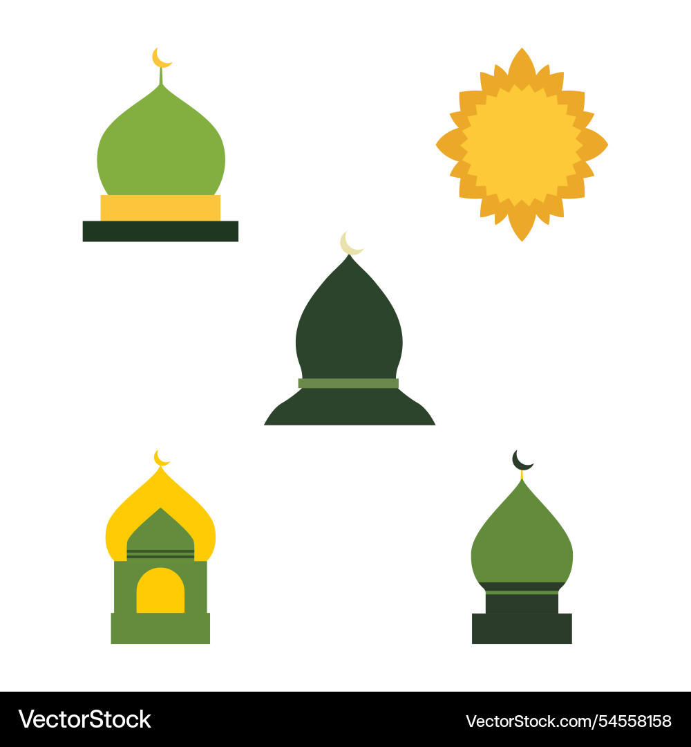 Islamic symbol elements of dome mosque building Vector Image