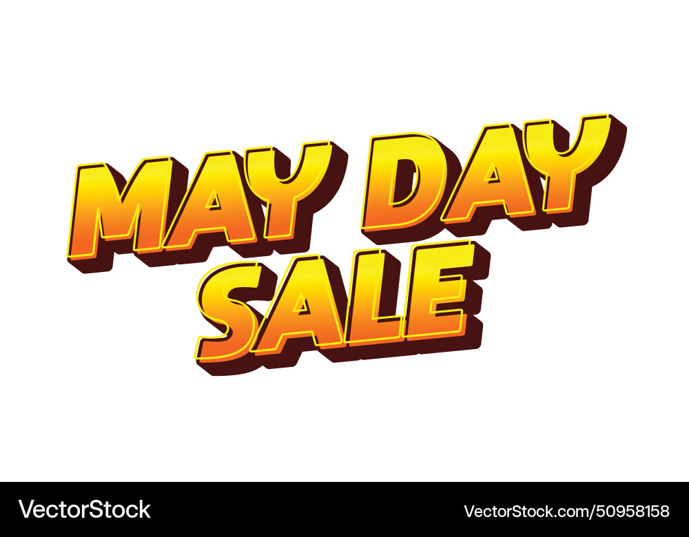 May day sale text effect in 3d look Royalty Free Vector