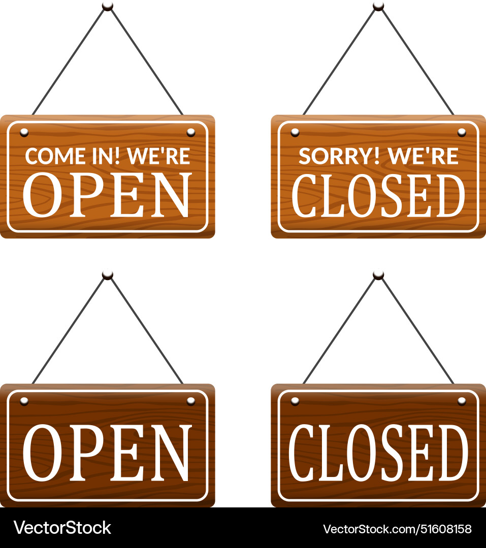 Open and closed signs set white background Vector Image