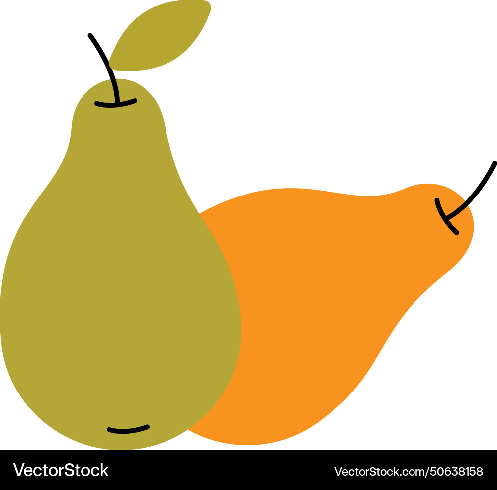 Pear fruits with leaves Royalty Free Vector Image