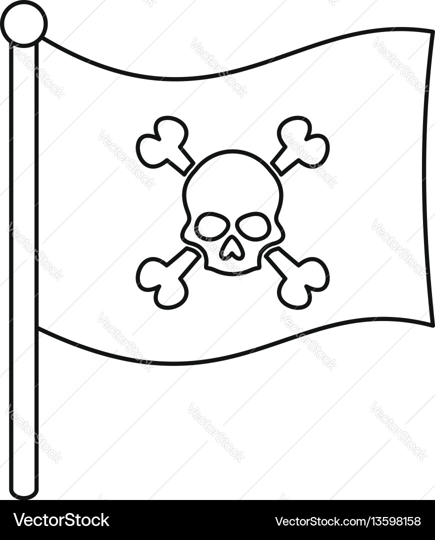 Pirate flag icon outline style Royalty Free Vector Image