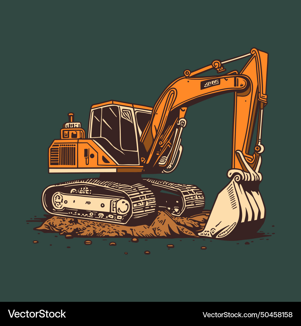 Yellow excavator digging into the ground with dirt