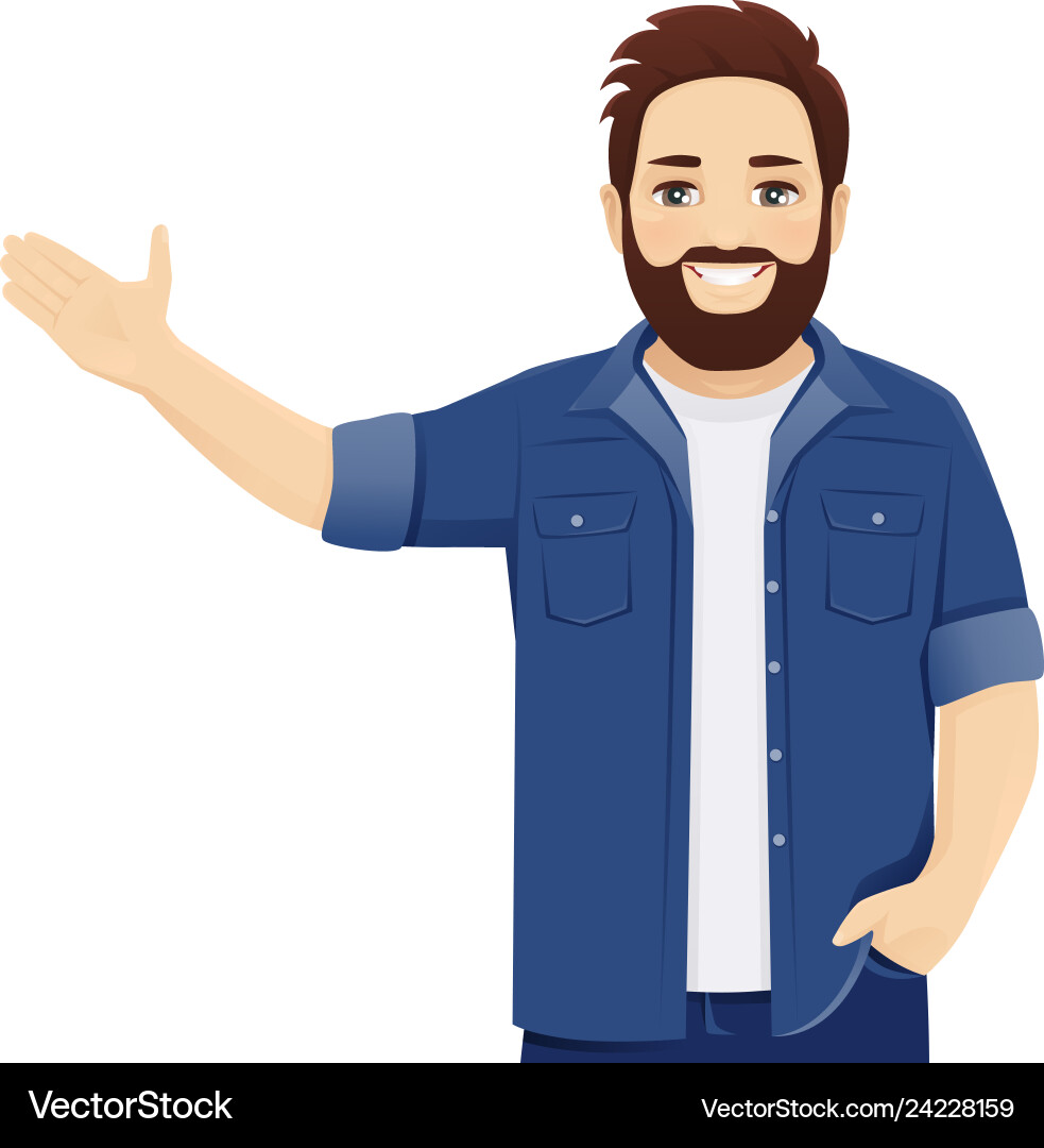 Big man presenting Royalty Free Vector Image - VectorStock