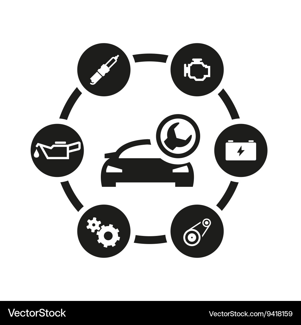 Black car service icon set Royalty Free Vector Image