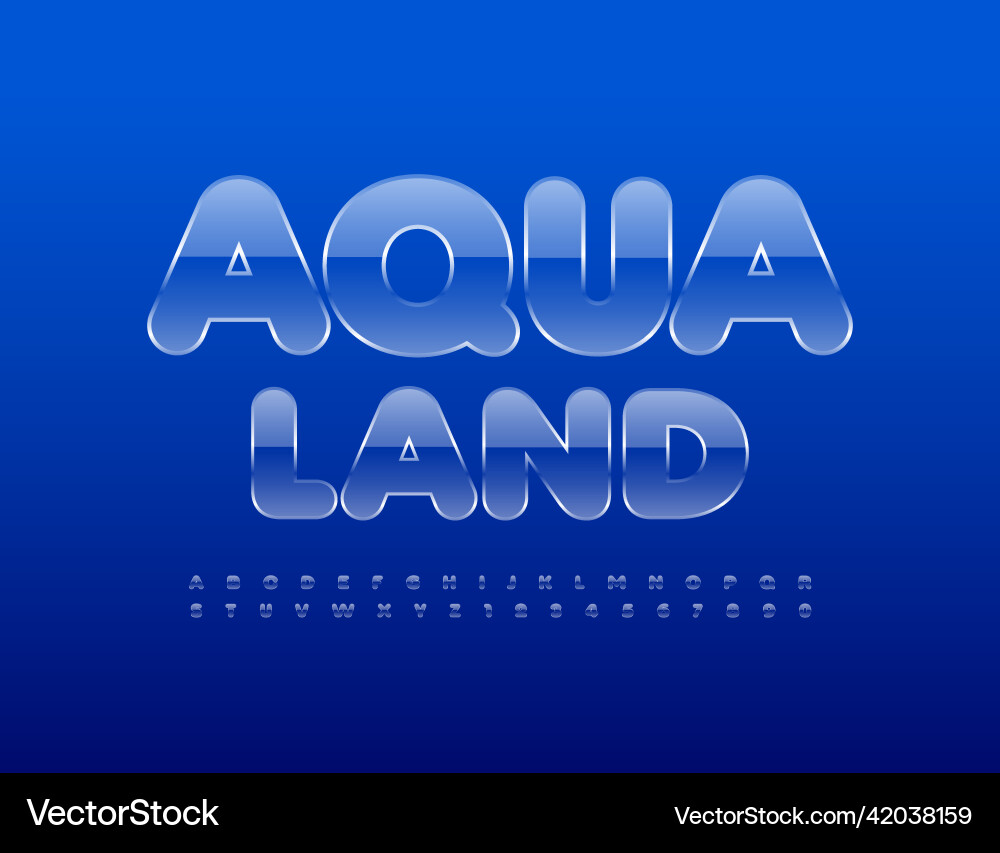 Creative design aqua land with glossy font Vector Image