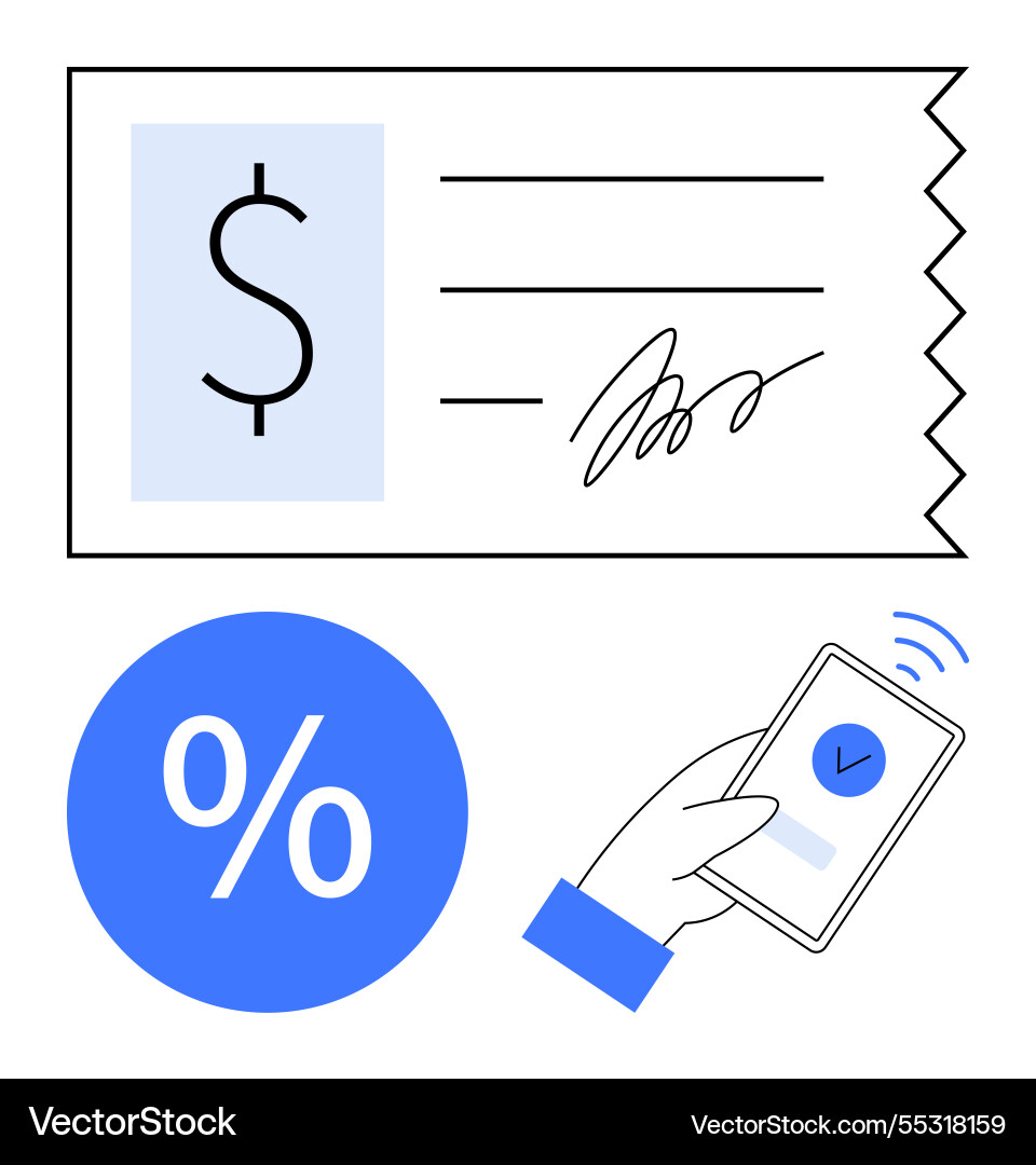 Digital payment and discount concept with check Vector Image
