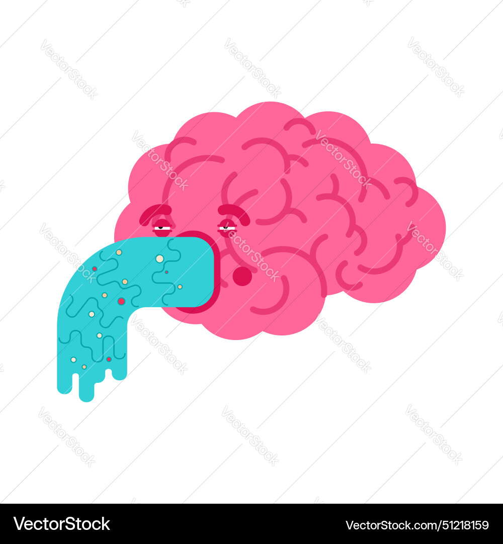 Dizziness brain vomit isolated brains retching Vector Image