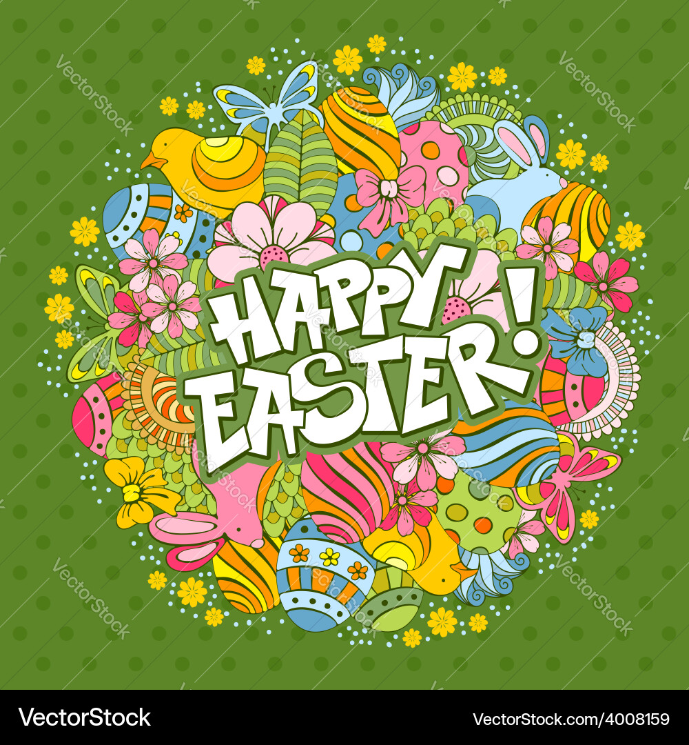 Easter Doodle Background Royalty Free Vector Image