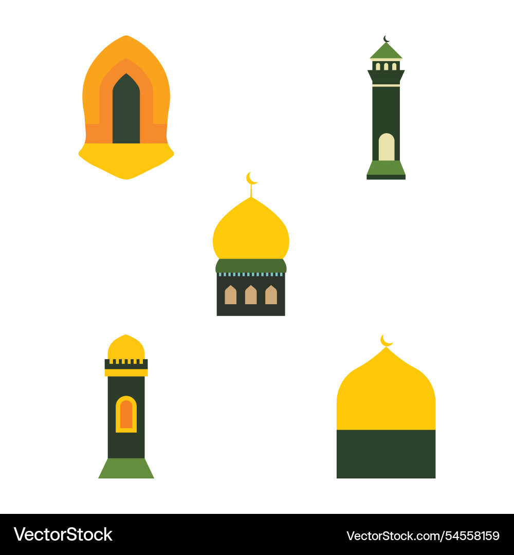 Islamic symbol elements of dome mosque building Vector Image