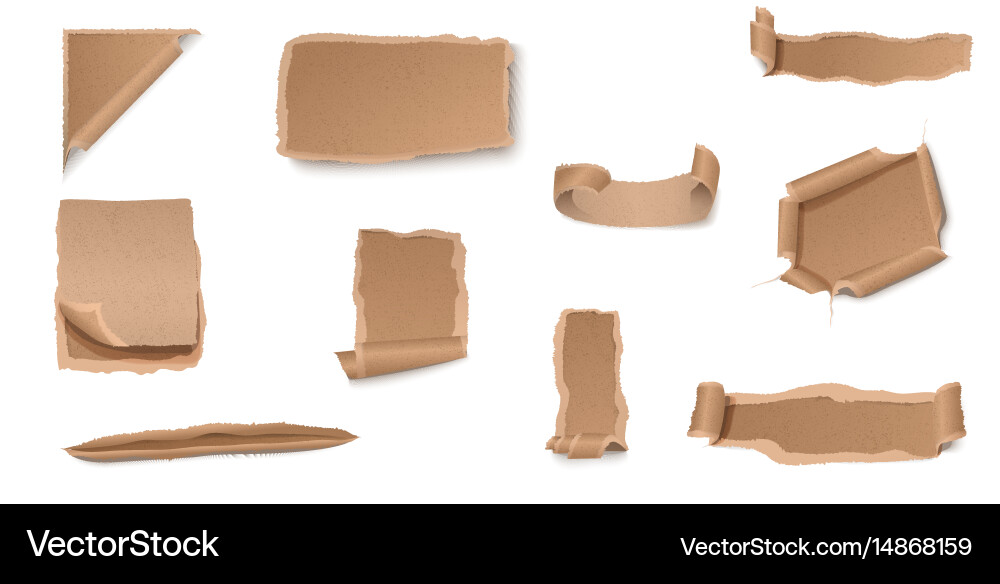 Ragged and torn craft paper collection Royalty Free Vector
