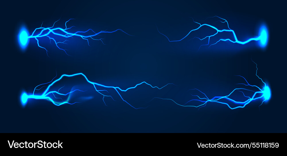 Realistic blue lightning thunder storm flash Vector Image