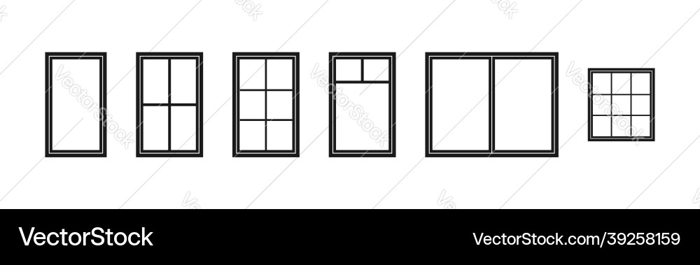 Window frame silhouette of outline icon Royalty Free Vector
