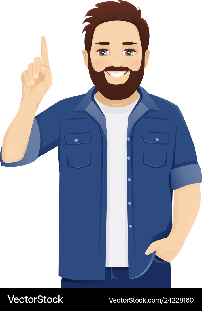Big man pointing up Royalty Free Vector Image - VectorStock