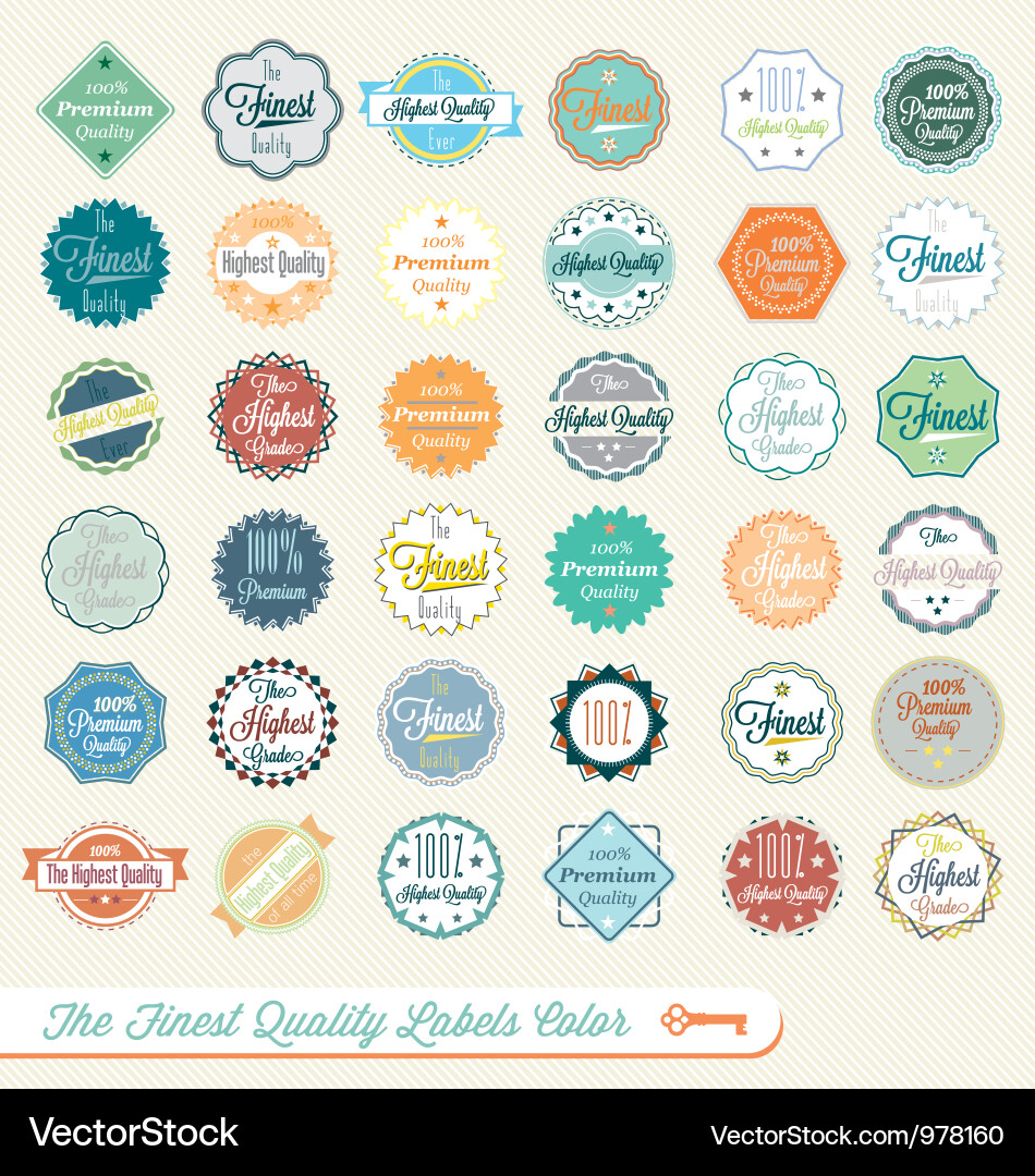 Finest quality labels color Royalty Free Vector Image