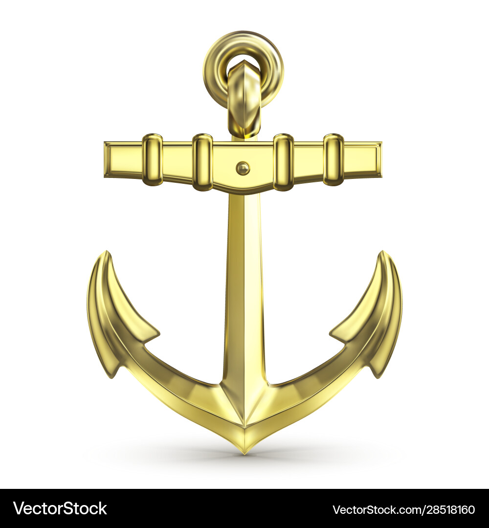 Gold anchor on a white background Royalty Free Vector Image