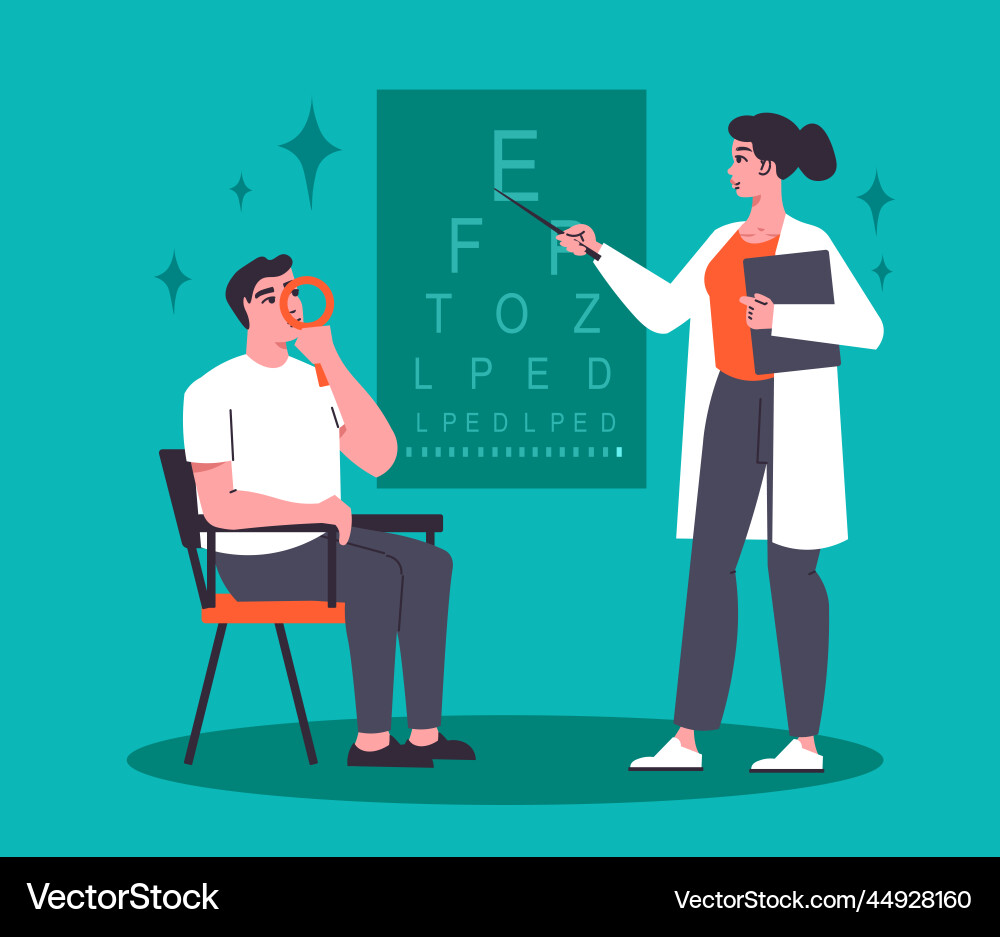 Ophthalmologist flat background Royalty Free Vector Image