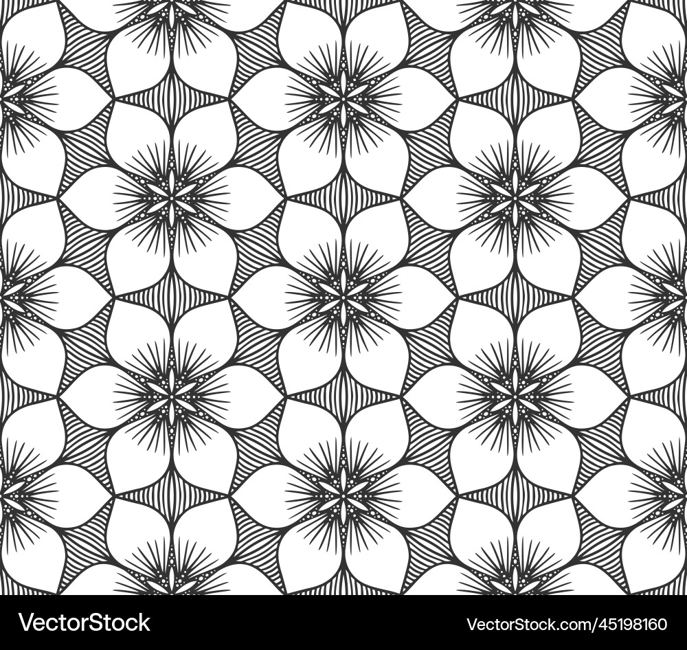 Seamless pattern flower background black grid tile