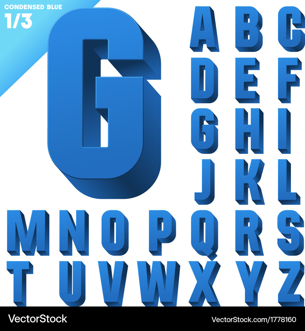 Three-dimensional condensed alphabet Royalty Free Vector