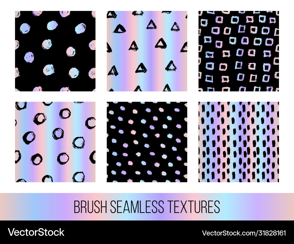 Colorful set seamless free hand doodle textures Vector Image