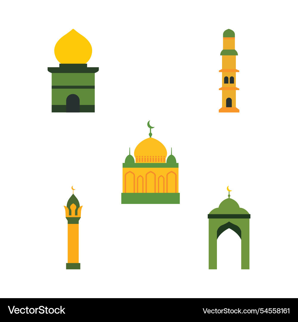 Islamic symbol elements of dome mosque building Vector Image