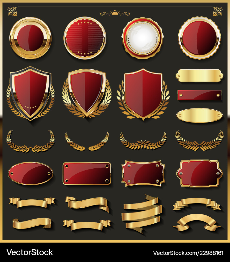 Luxury gold and red design elements collection 02 Vector Image