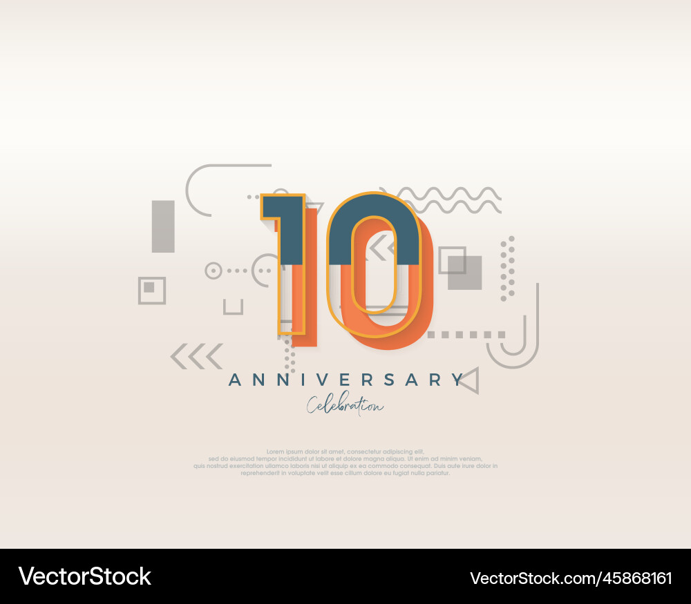 Modern cartoon design simple for 10th anniversary Vector Image