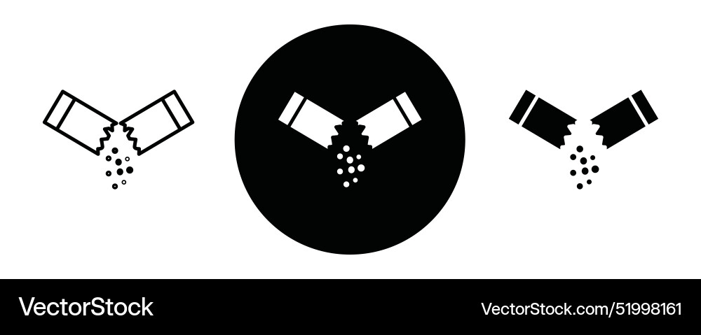 Ripped packet sugar outline icon collection Vector Image