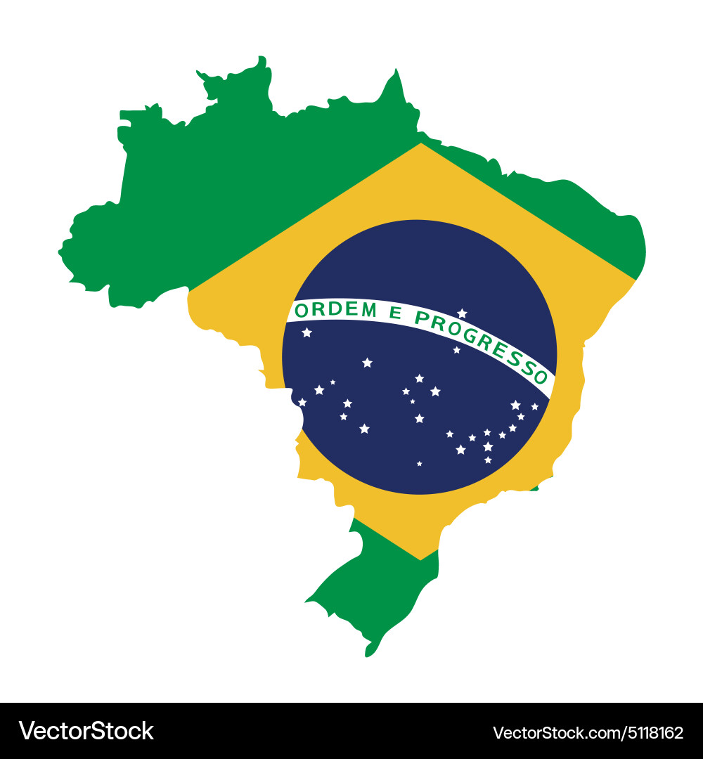 Brazil map on flag Royalty Free Vector Image - VectorStock