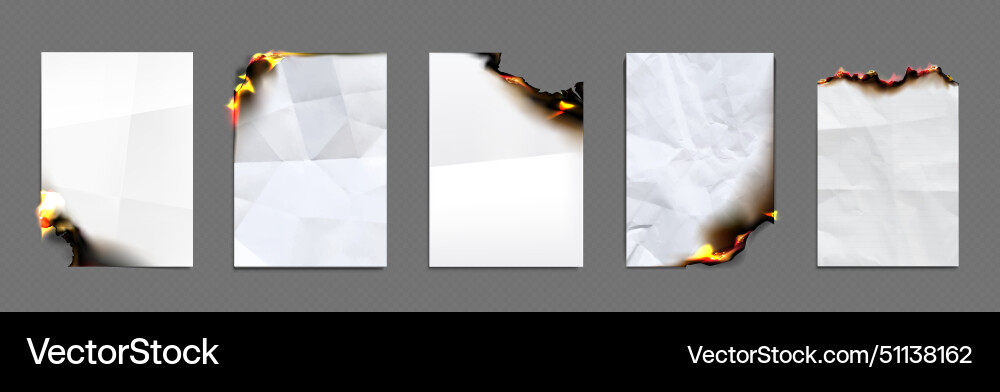 Burnt fire paper flame page edge design Royalty Free Vector