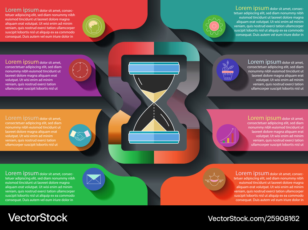 Colorful infographic on dark background Royalty Free Vector