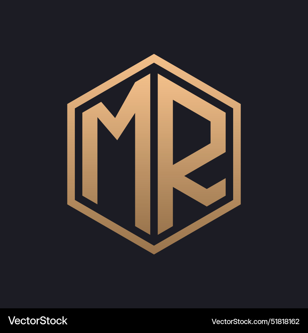 Elegant hexagon letter mr logo design initial Vector Image