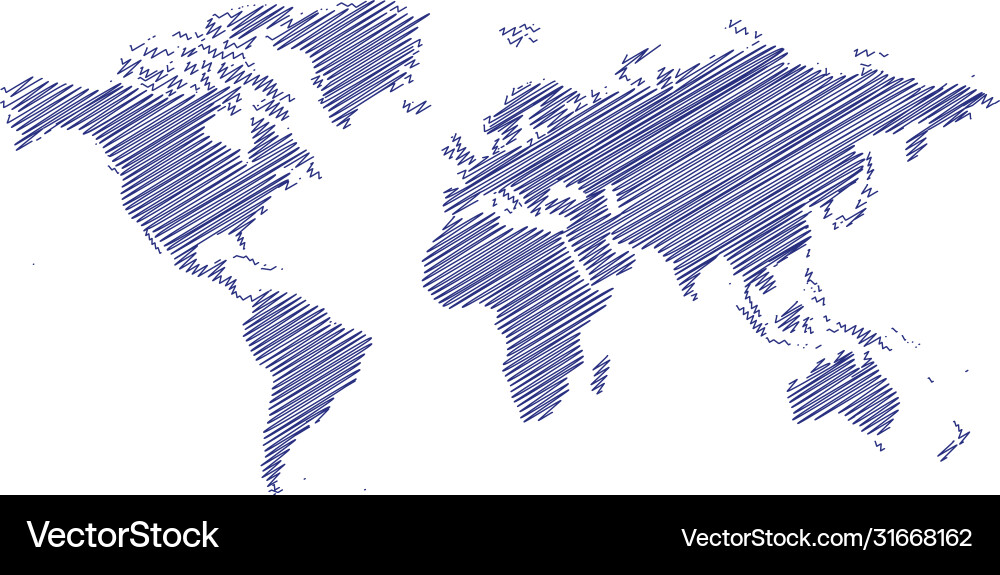 Hand-Drawn World Map Sketch Royalty Free Vector Image