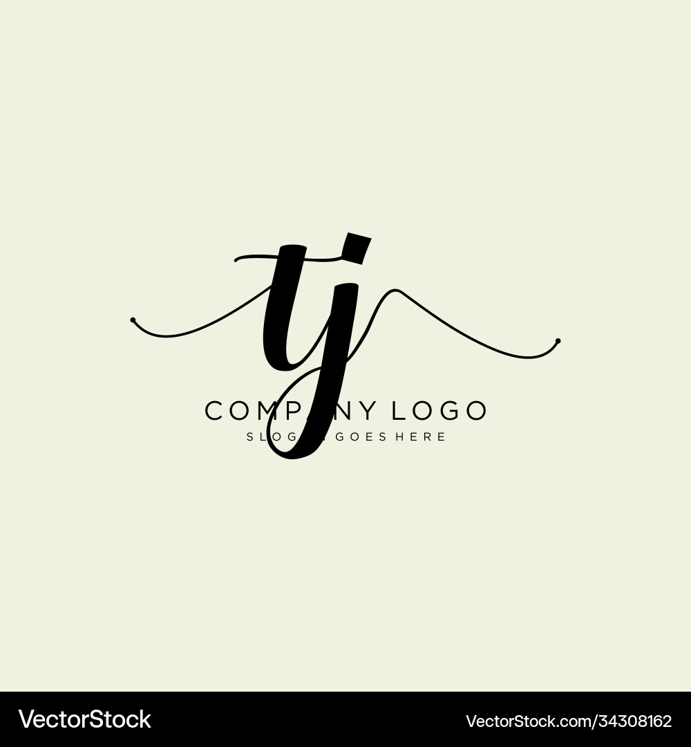 Initial tj handwriting logo with circle template Vector Image