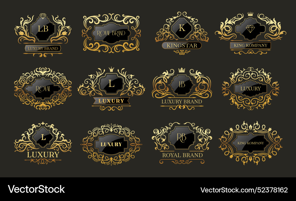 Luxury badges decorative logo collection premium Vector Image