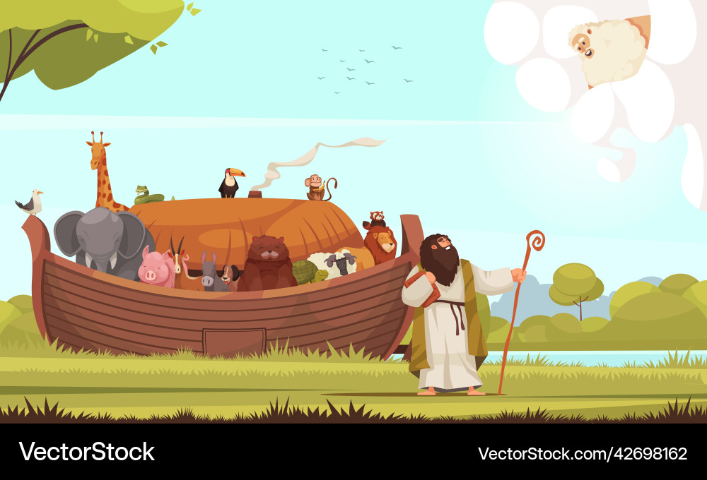 Noahs ark cartoon poster Royalty Free Vector Image
